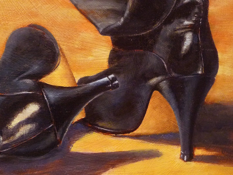 Still Life With High Heel Boots, 9x12 Inch Oil Painting, Still Life ...