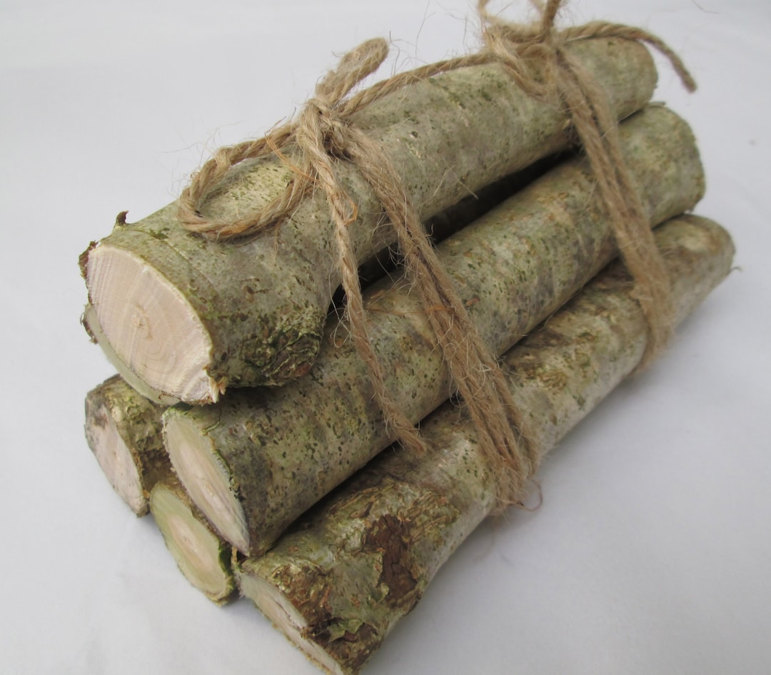 Set of 6 Miniature Silver Hazel Logs 15cm | Rustic Woodland Sticks ...