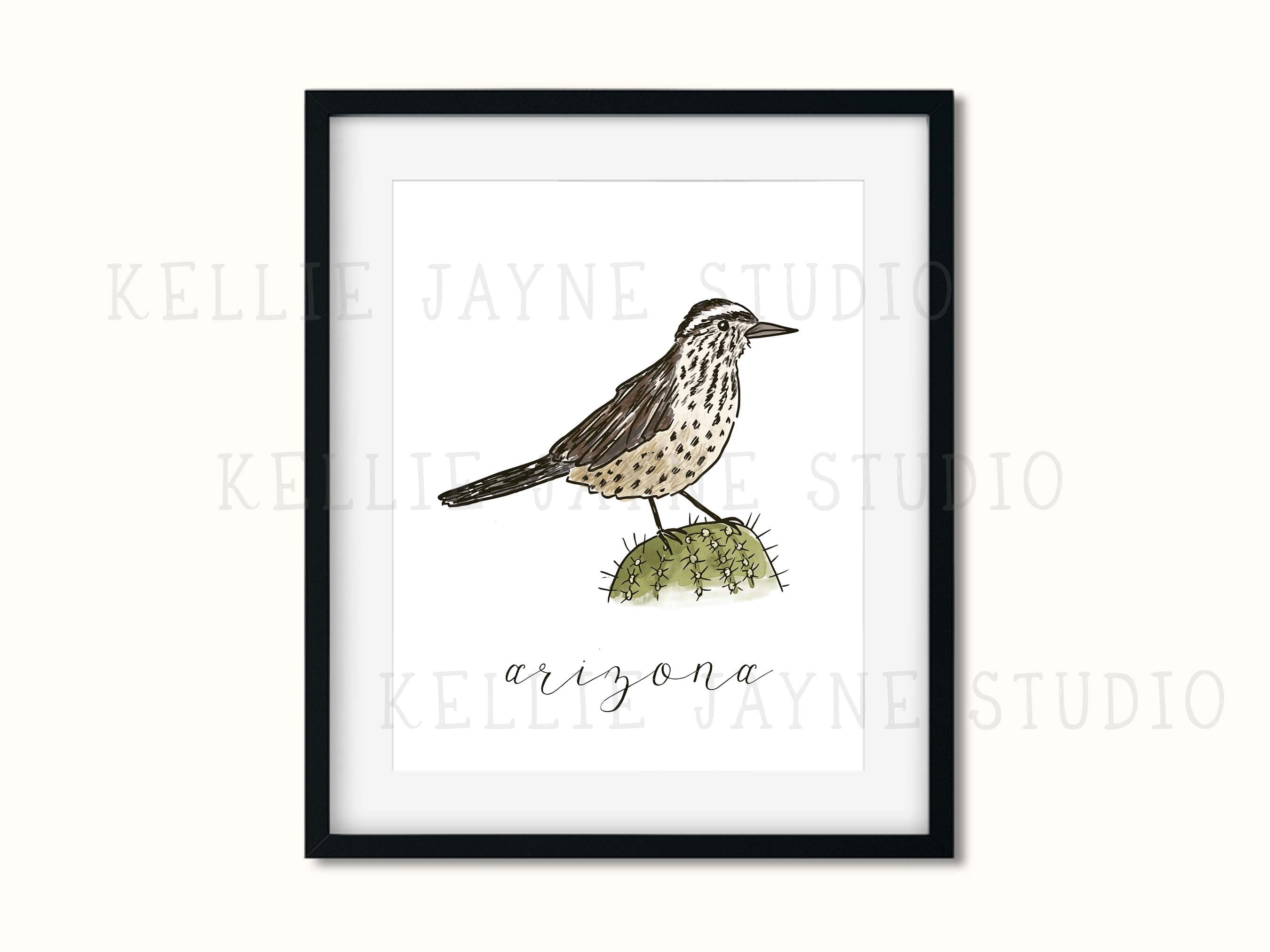 Arizona Wall Art - Arizona State Bird, Tree, Flower | Arizona Print ...