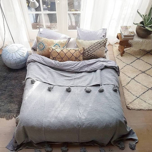 Moroccan Pom Pom Blanket - Etsy