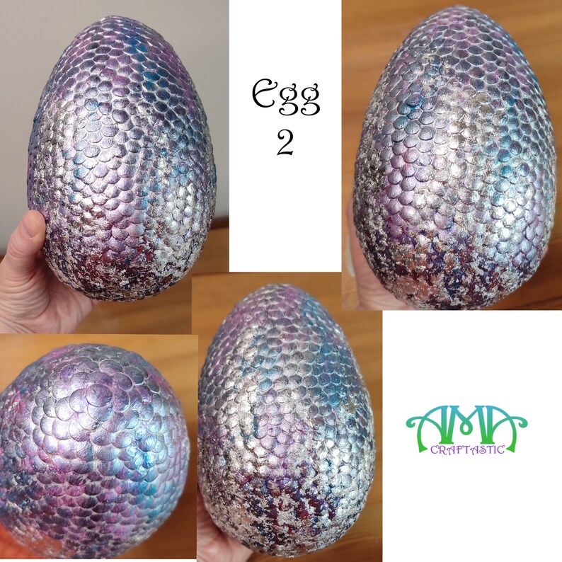 Dragon Egg Extra Large 20cm Metal Scales Hand Painted Different Colours ...
