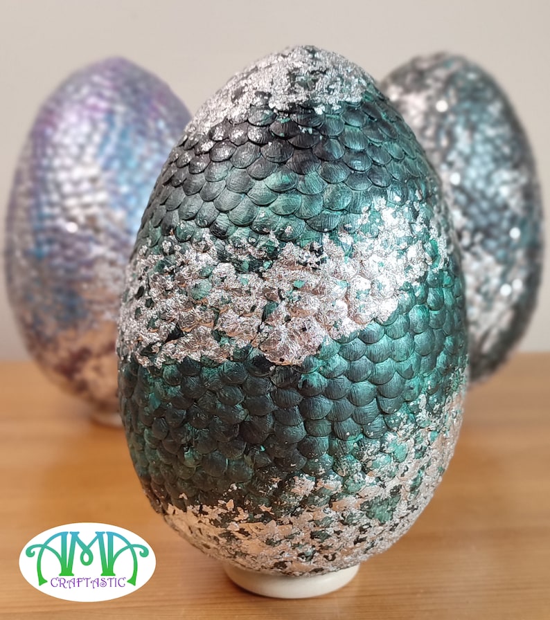 Dragon Egg Extra Large 20cm Metal Scales Hand Painted Different Colours ...