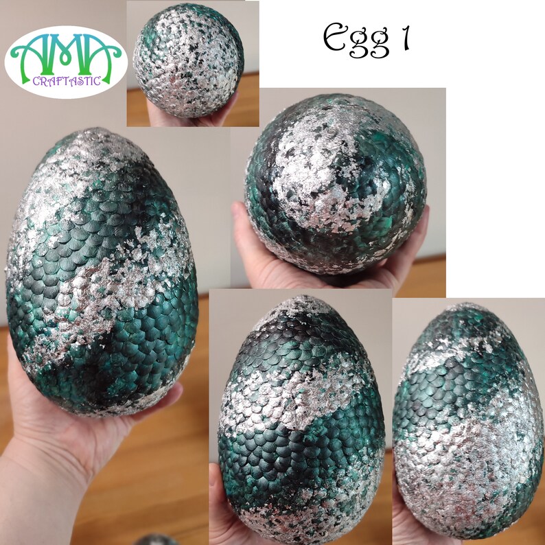 Dragon Egg Extra Large 20cm Metal Scales Hand Painted Different Colours ...