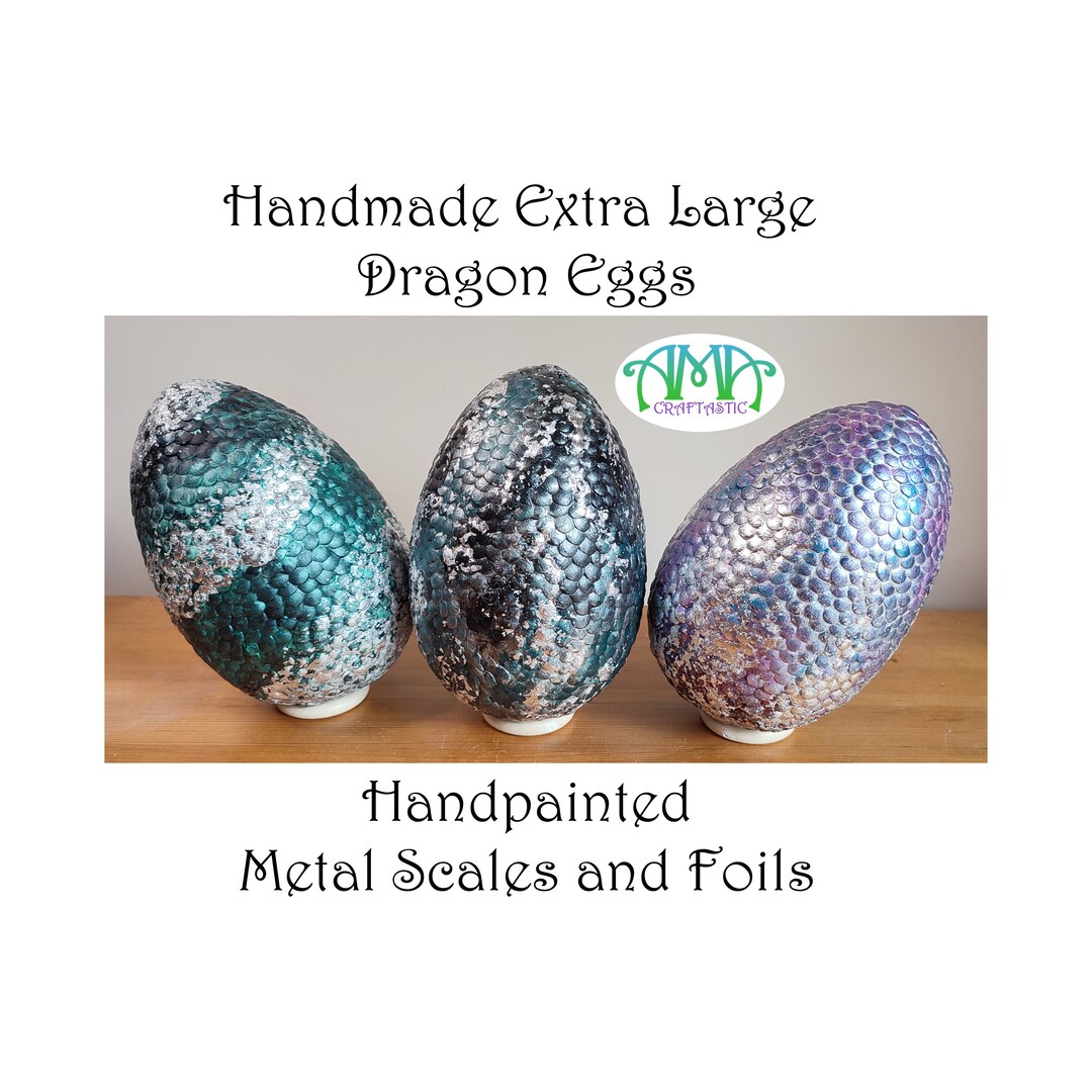 Dragon Egg Extra Large 20cm Metal Scales Hand Painted Different Colours ...
