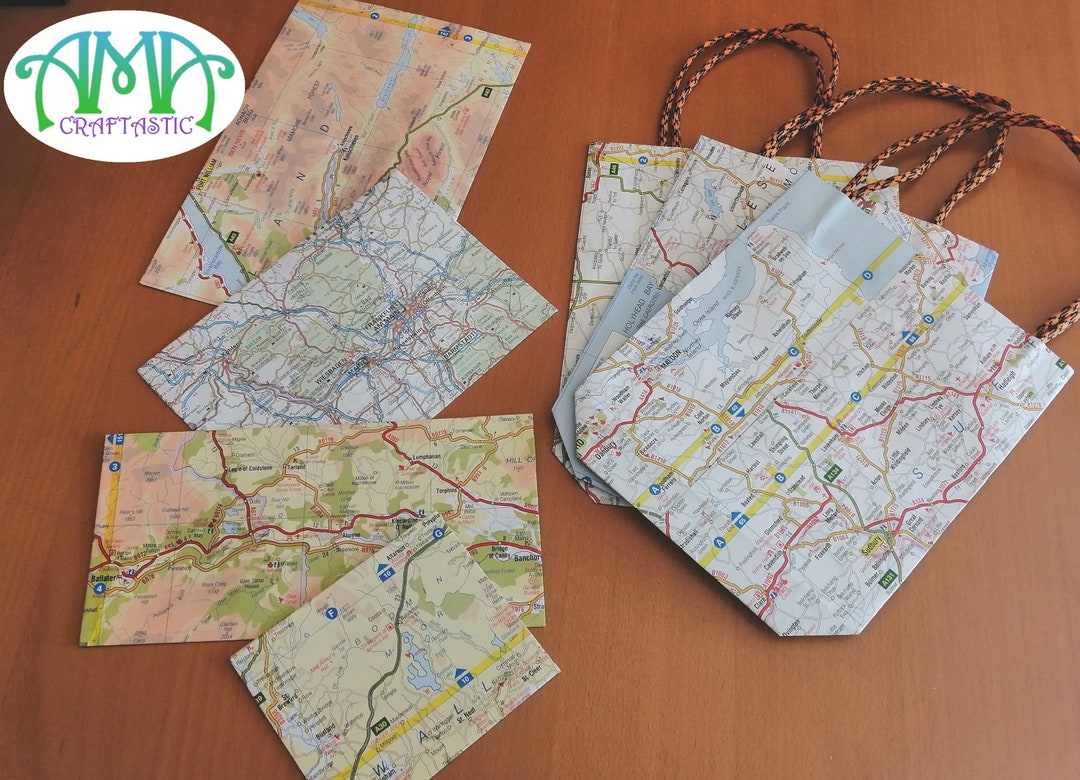 Map Envelope or Gift Bag Handmade From Road Map Atlas Self Sealing ...