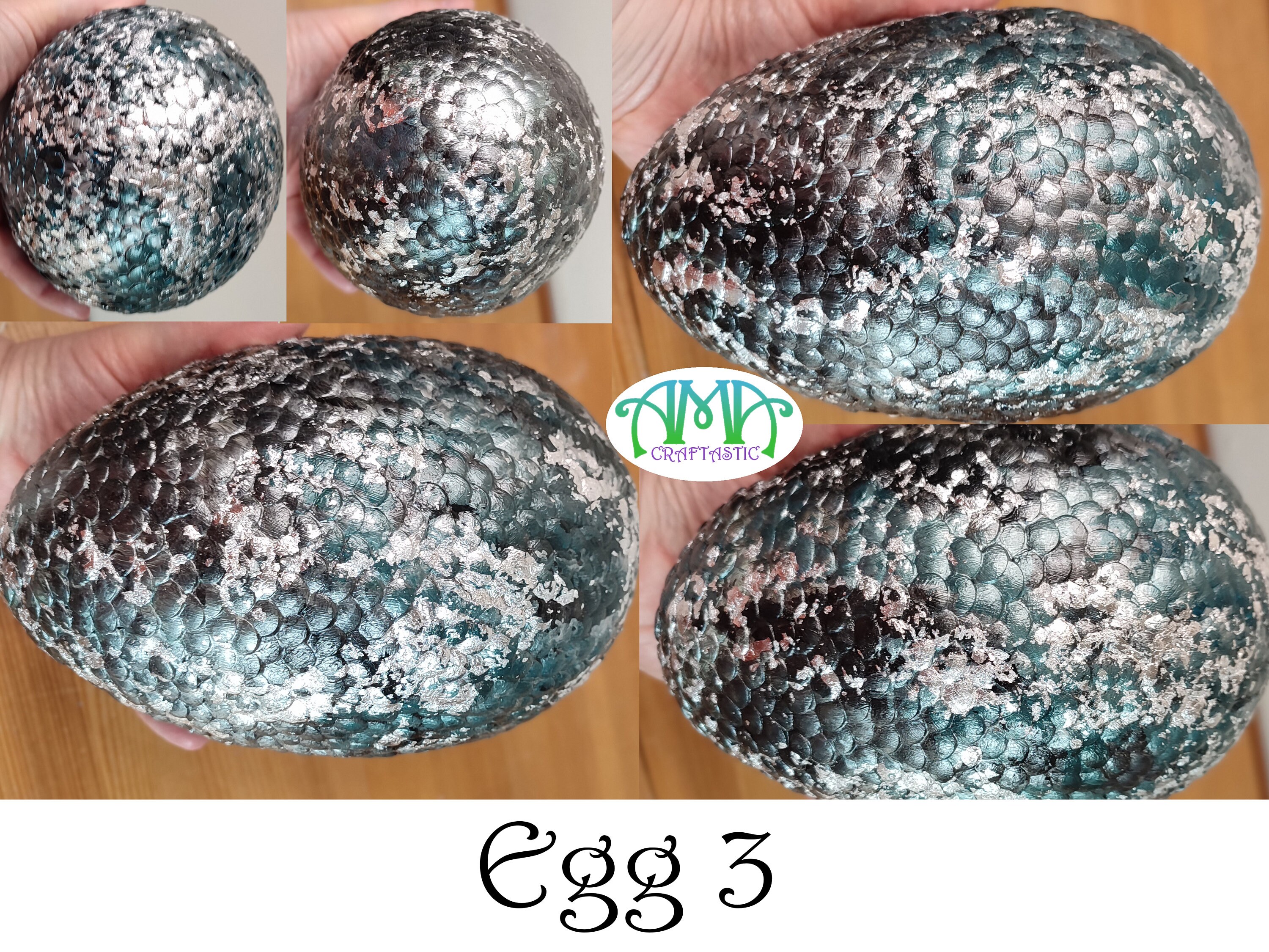 Dragon Egg Extra Large 20cm Metal Scales Hand Painted Different Colours ...