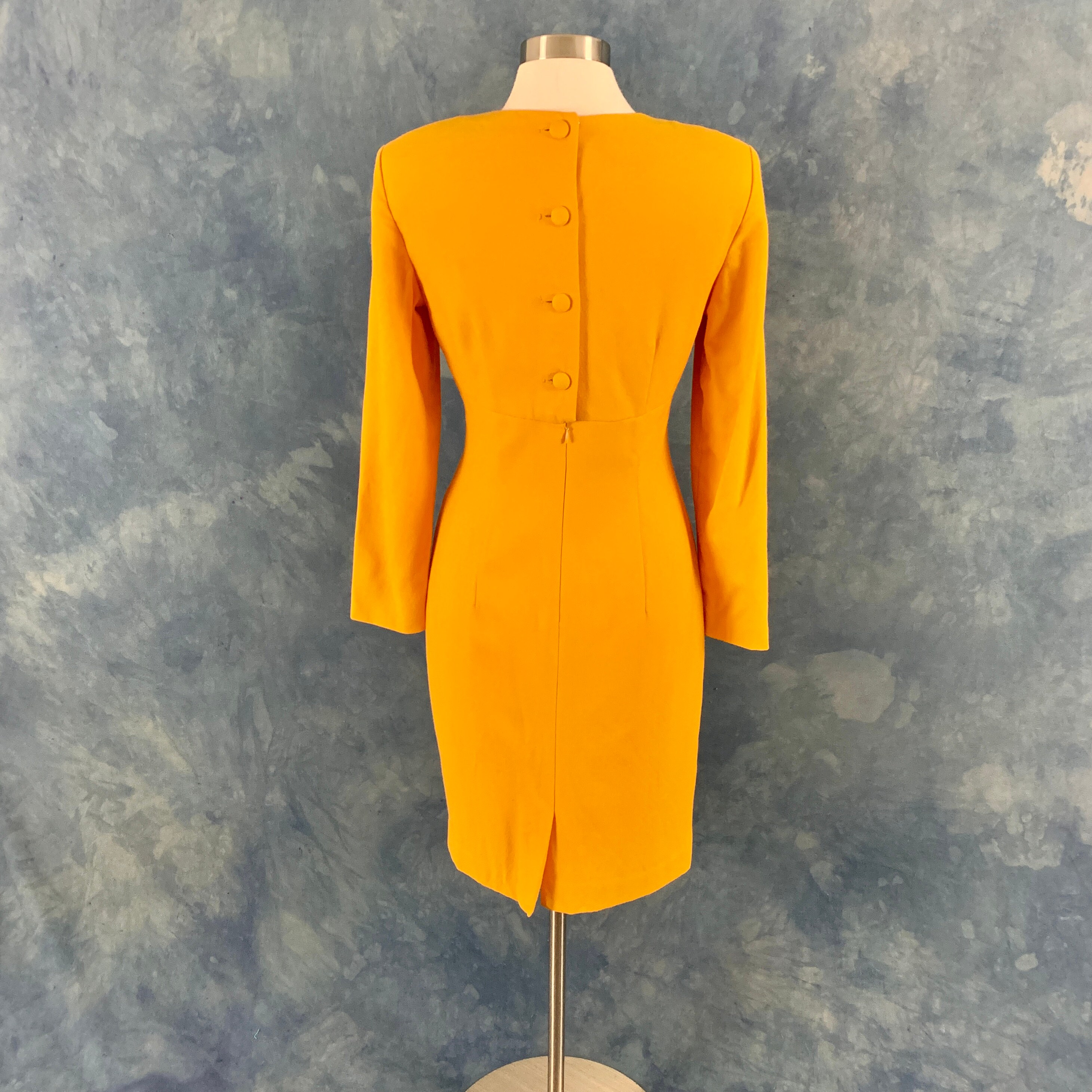 Vintage 80's Yellow Long Sleeve Wool Dress - Etsy