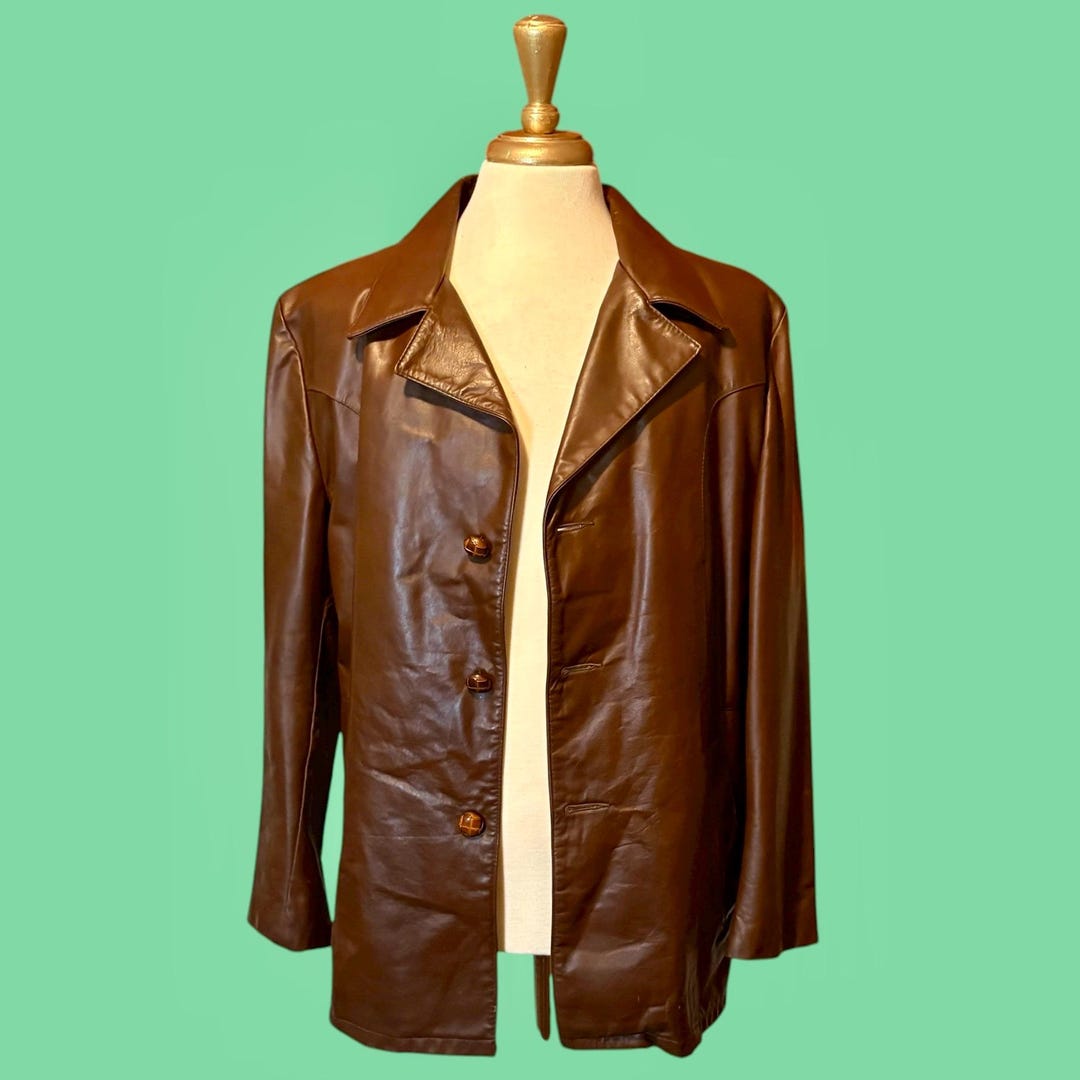 Vintage 70s Startown Brown Leather Jacket, Faux Fur Lined (size 42) - Etsy