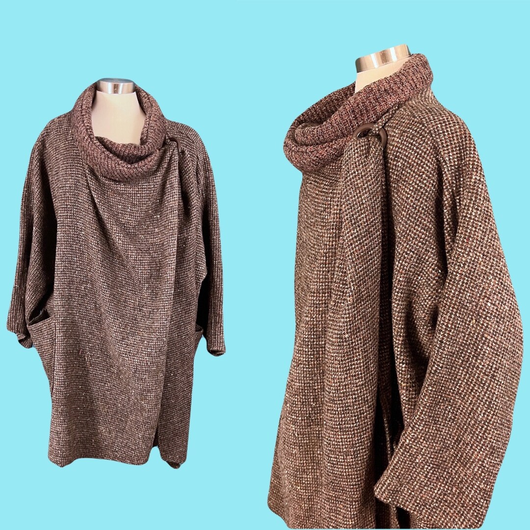 Vintage Central Park Balmoral Tweed Cape Coat With Sweater Collar and ...