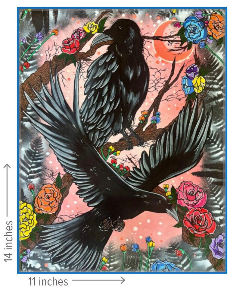 Raven and Roses PRINT - Etsy