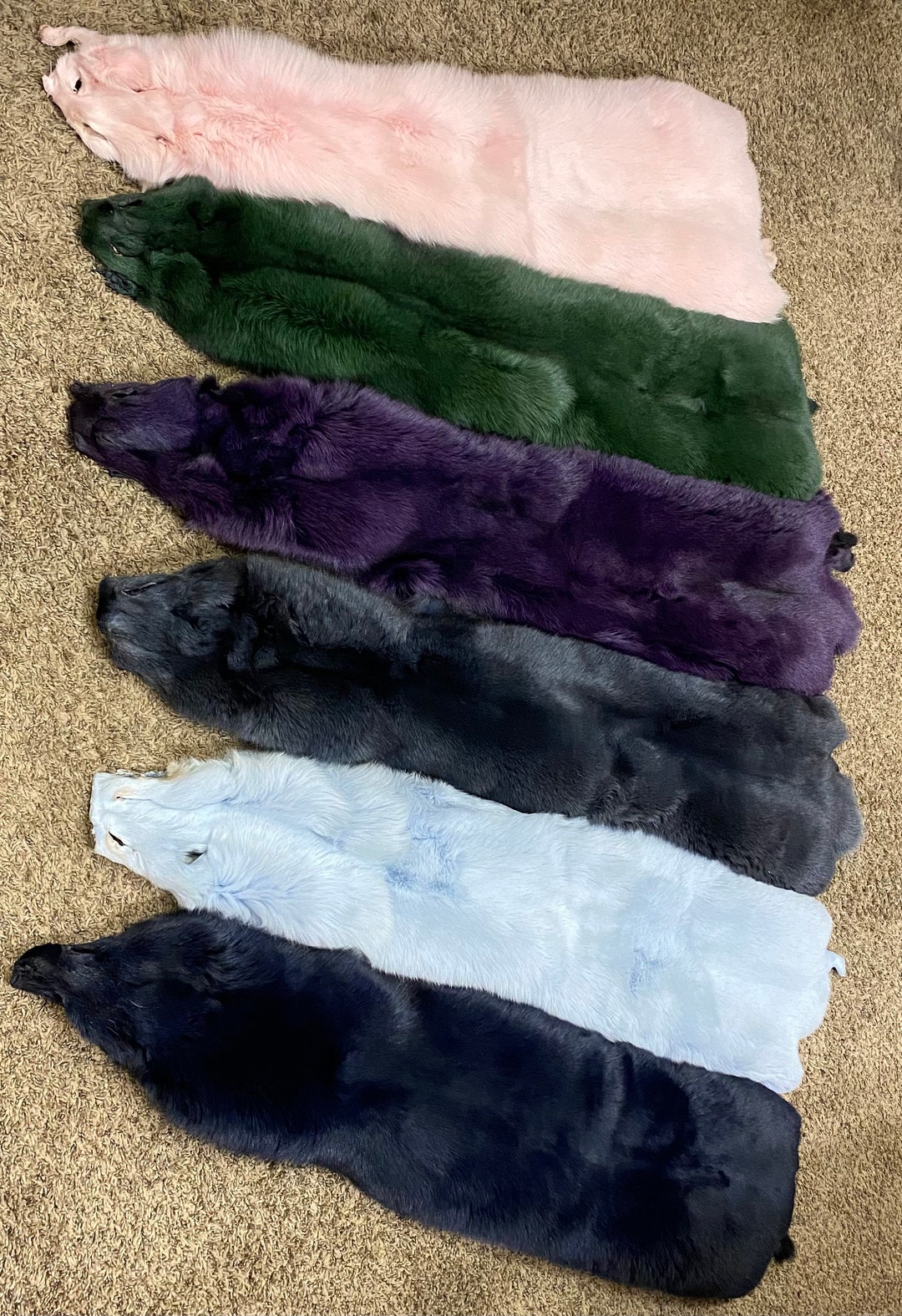 Tanned Fur Colored Fox Hides - Pelts Furs XL #1 - Green, Purple, Blue ...