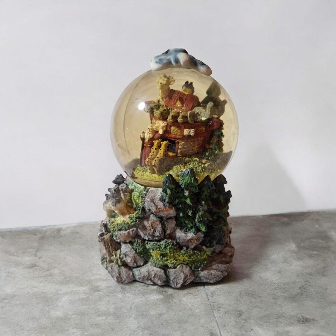 Vintage Snow Globe Sankyo Noah's Ark & Animals, Musical Bear Snowglobe ...