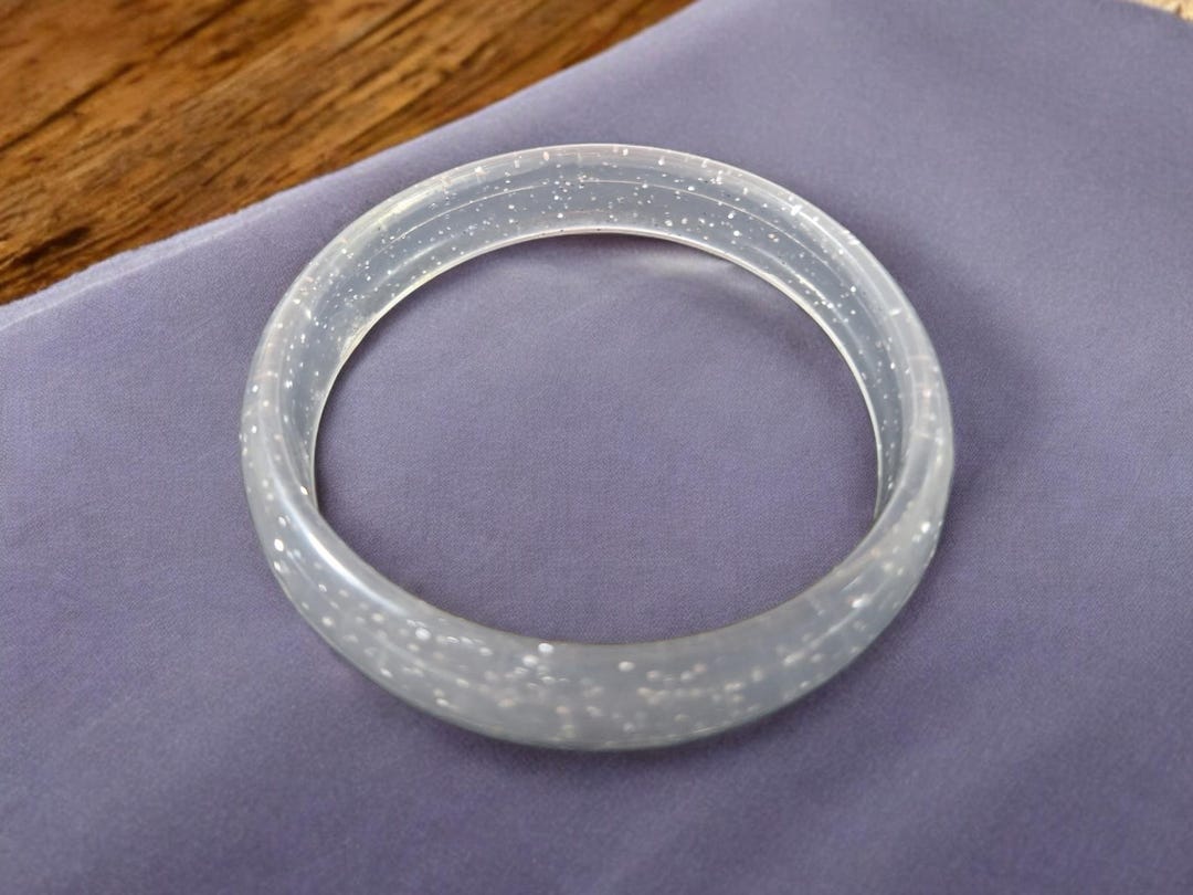 Glittered Resin Bangle, 1980's Vintage Chunky Bracelet, Retro Fashion ...