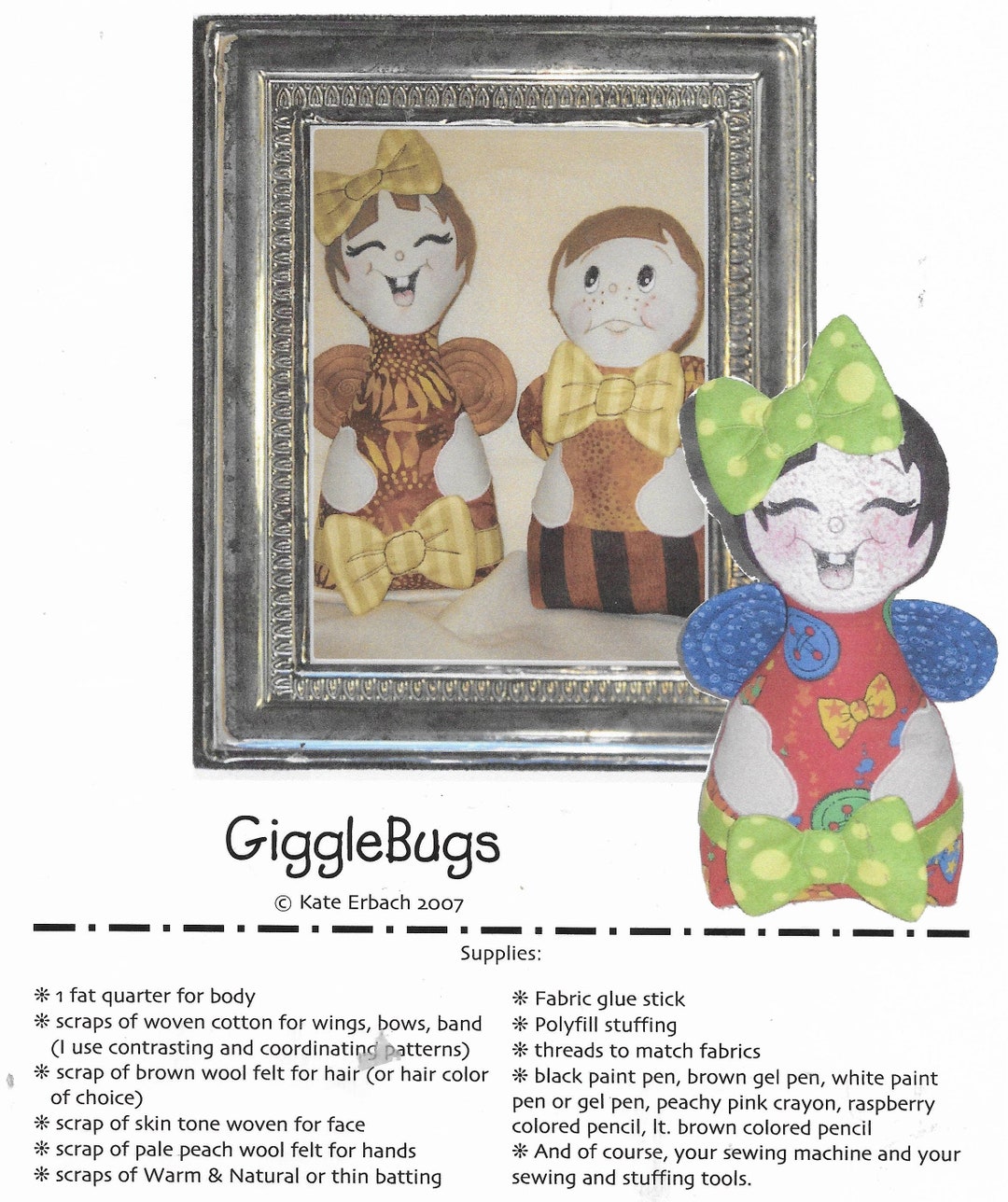 Doll Boy/girl Pattern Giggle Bugs Cut Pattern but Never Used 2007 - Etsy