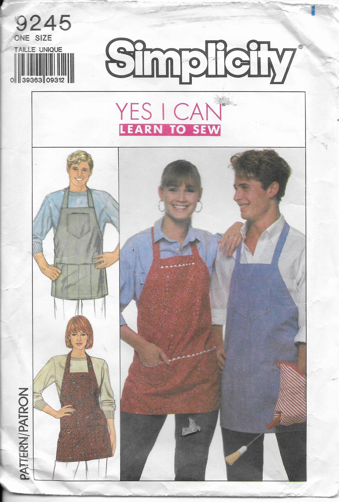 9245 Apron for Everyone, One Size Learn to Sew CUTOUT Simplicity Patten ...