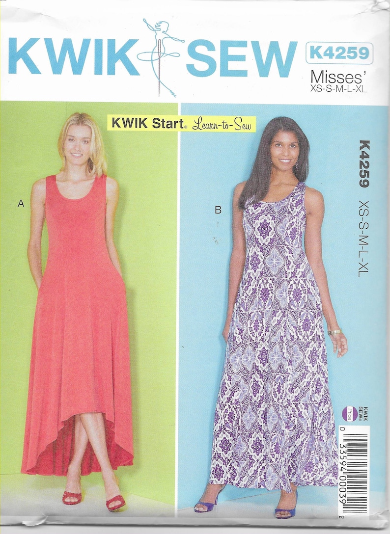 K4259 Misses Dresses Hem Variations Sizes XS-XL New Uncut Kwik Sew ...
