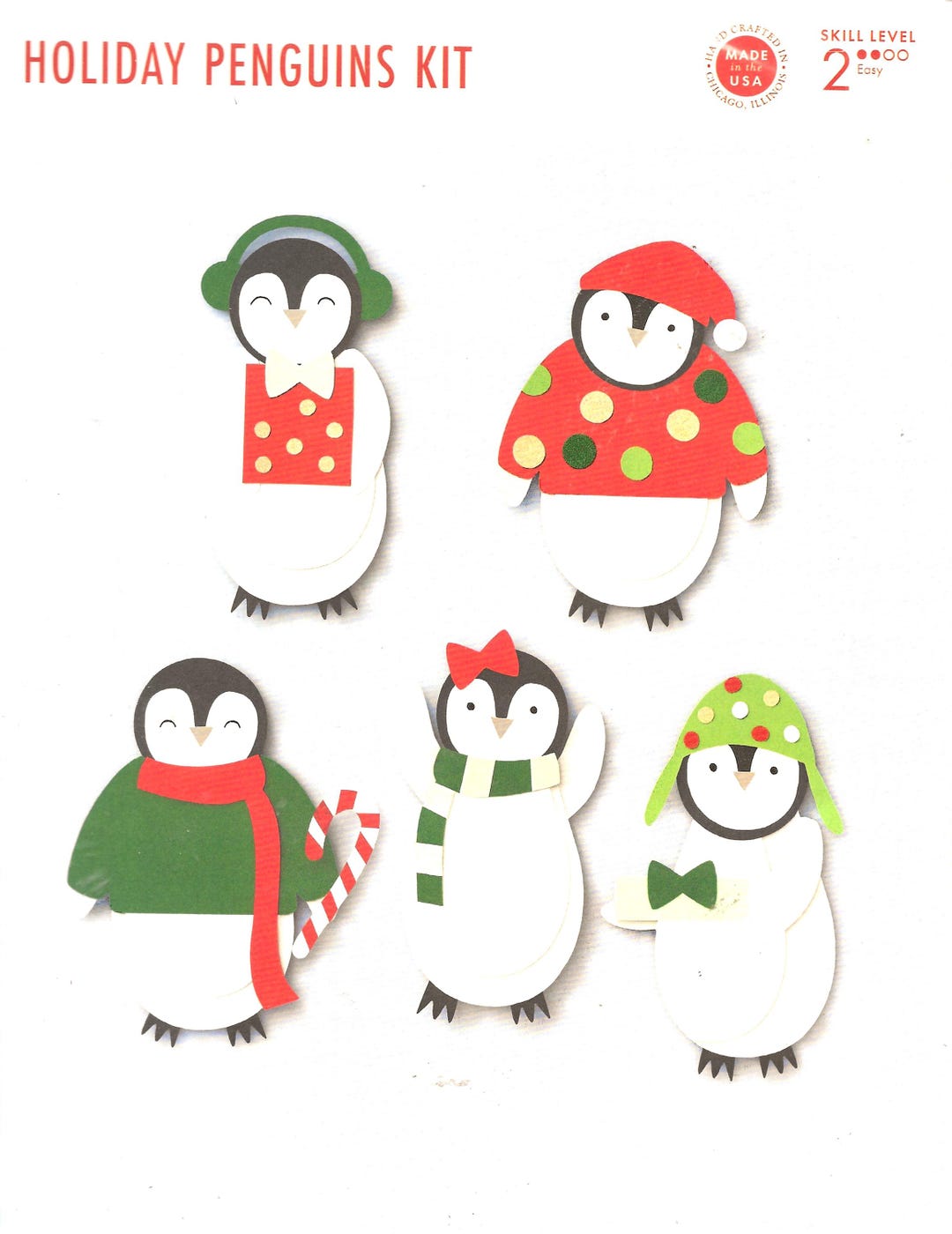 Holiday Penguins CRAFT KIT by Paper Source Easy Skill Level Makes 12 ...