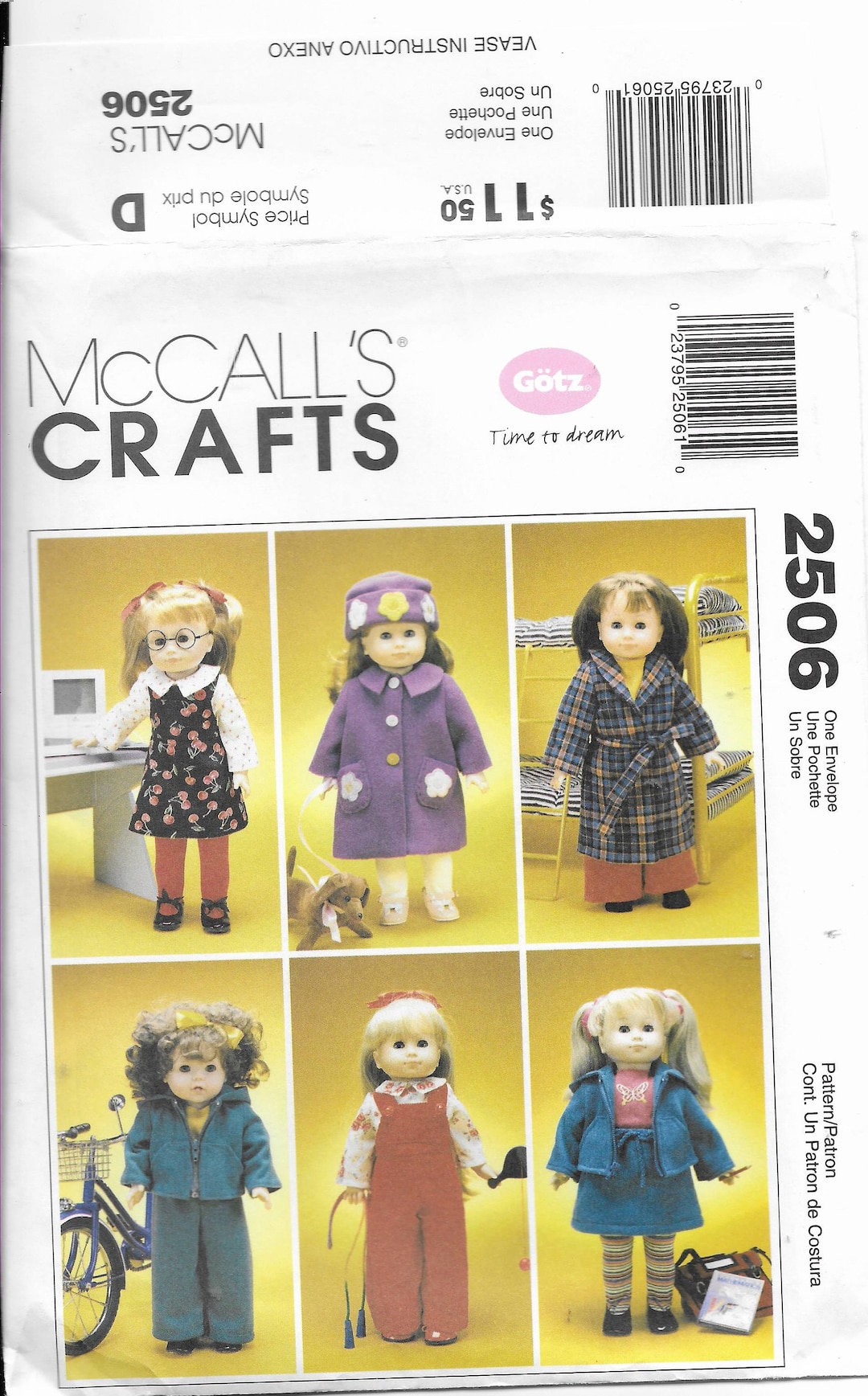 M2506 18 Doll Clothes and Puppy Out of Print 2007 Uncut Mccalls Pattern ...