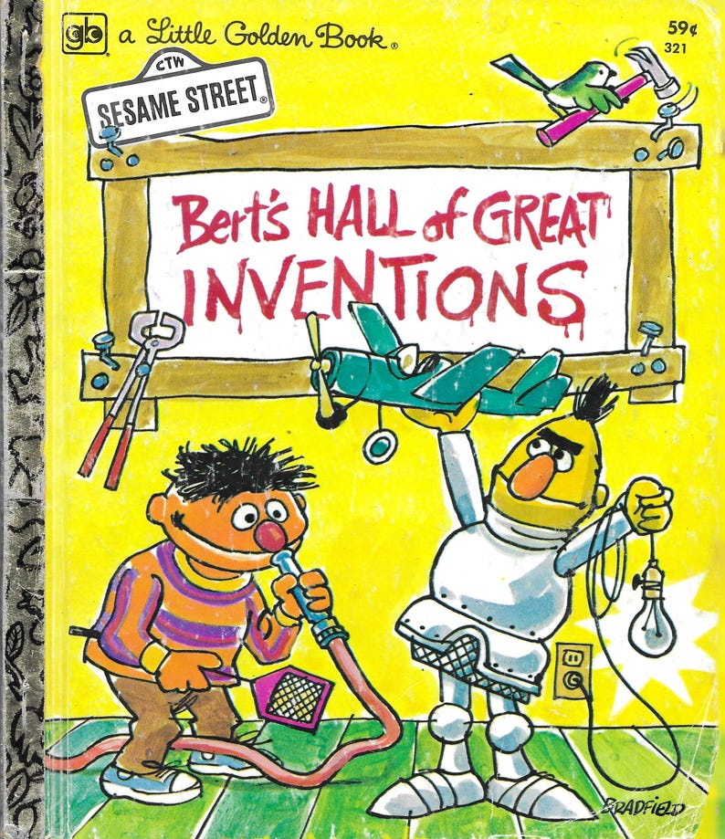 Little Golden Book Sesame Street Bret's Inventions CC 1972 Pre-owned - Etsy