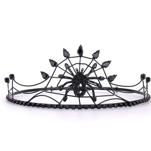 Black Spider Web Crown With Black Rhinestones Halloween | Etsy