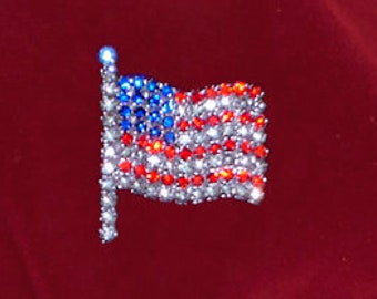 Rhinestone Flag Pin - Etsy