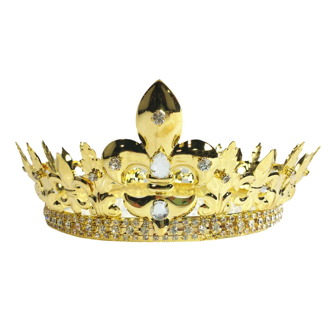 Gold King Crown for Men, Golden Royal Crown With Rhinestones, Headpiece ...