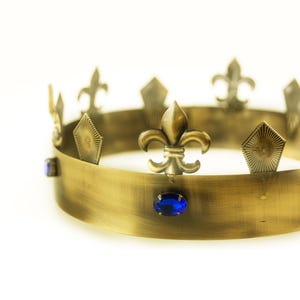 Men's King Crown: Gold Metal Headpiece With Faux Sapphire - Etsy