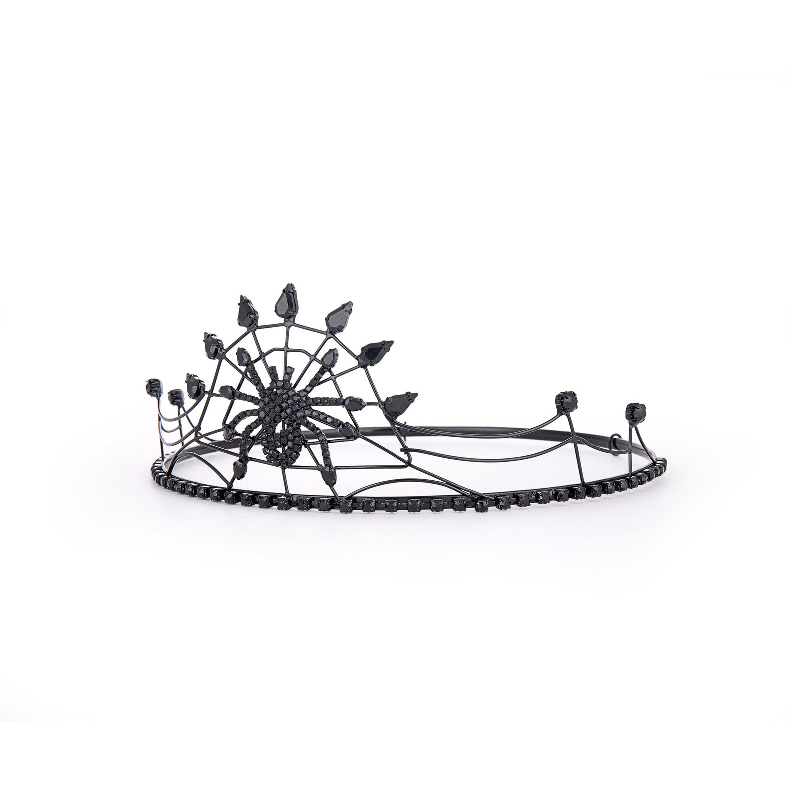 Black Spider Web Crown With Black Rhinestones Halloween - Etsy