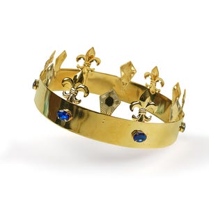 Men's King Crown: Gold Metal Headpiece With Faux Sapphire - Etsy