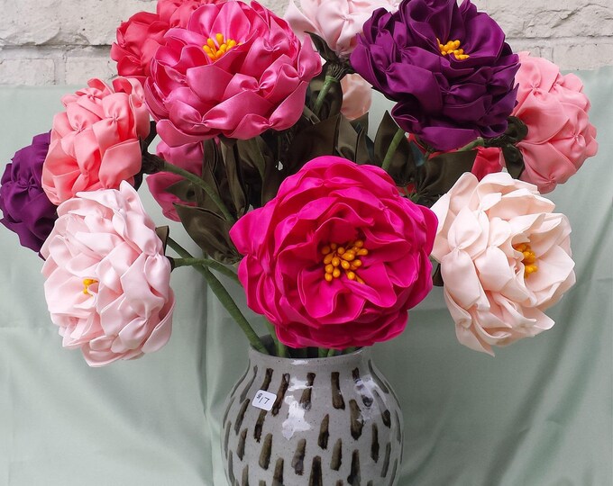 Fabric Flower Bouquet, Vintage Style Wedding Bouquet, Handmade Fabric ...