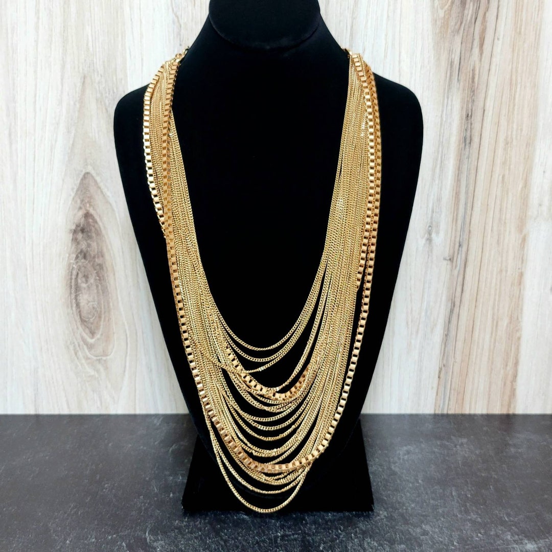 Draped Gold Chain Necklace, Gold Finish Vintage - Etsy