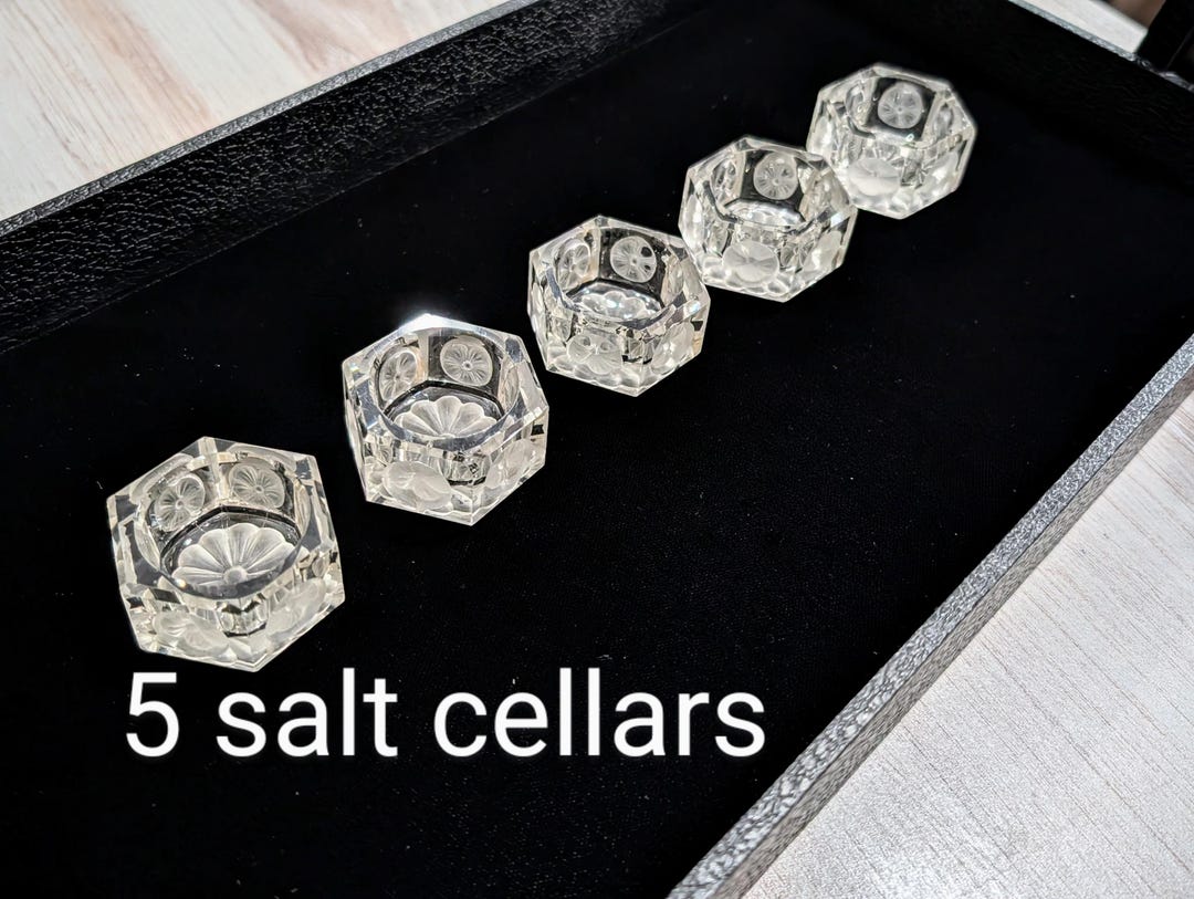 Open Salt Cellars, Bohemian Cut Crystal Czech Glass Salt Dips, Set of 5 ...