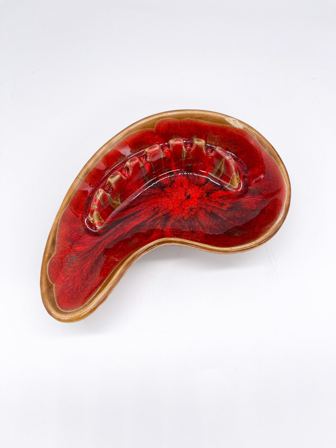 Vintage Red Ceramic Kidney Shaped Ashtray/cali Style - Etsy