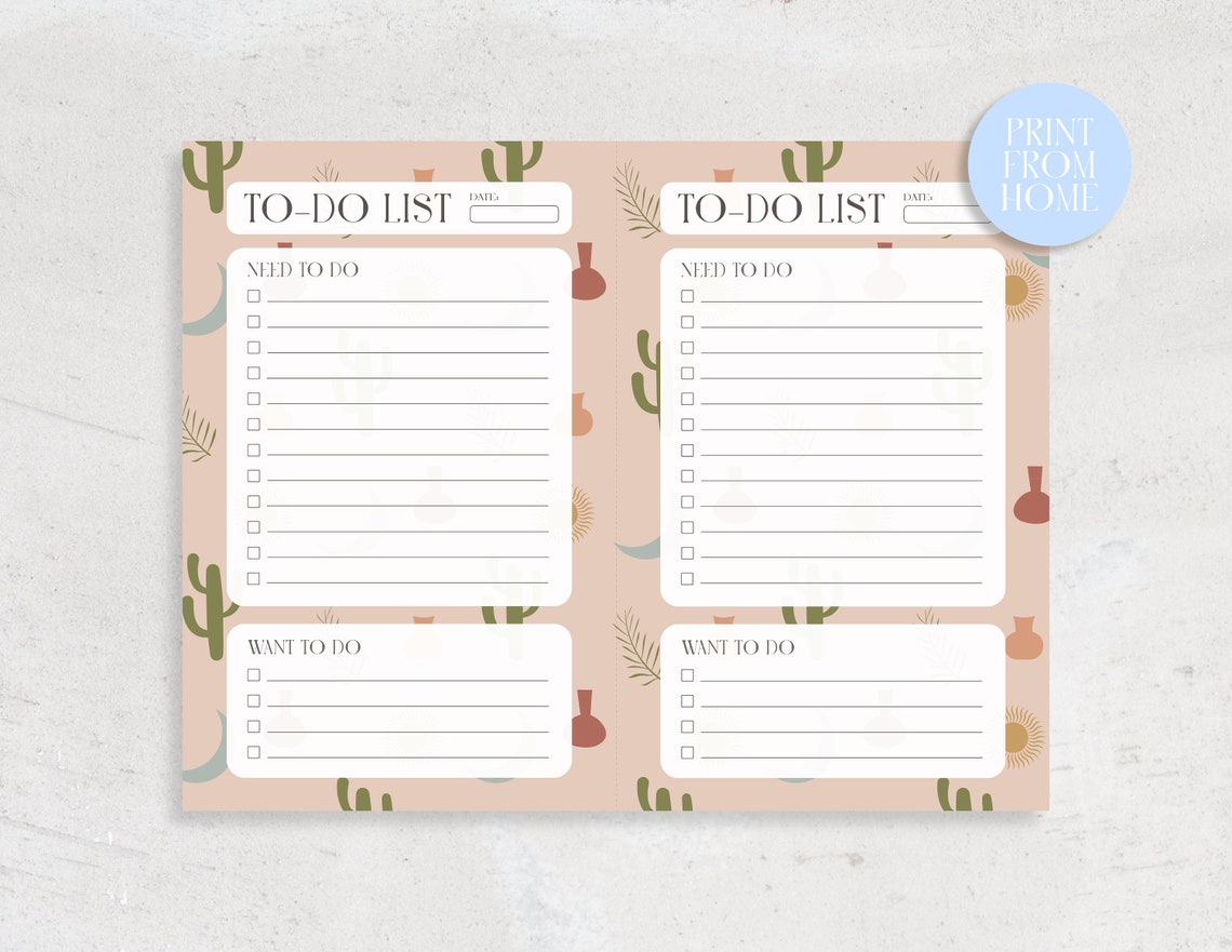 Boho Printable To-do List PDF Digital Download Task List - Etsy