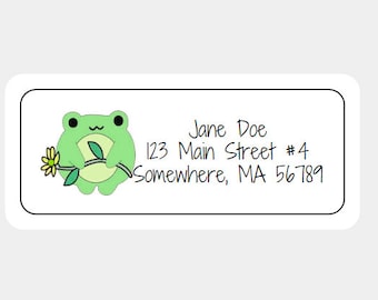 Printable Green Frog Address Labels, Cute Frog - Personalized 2 5/8" X ...