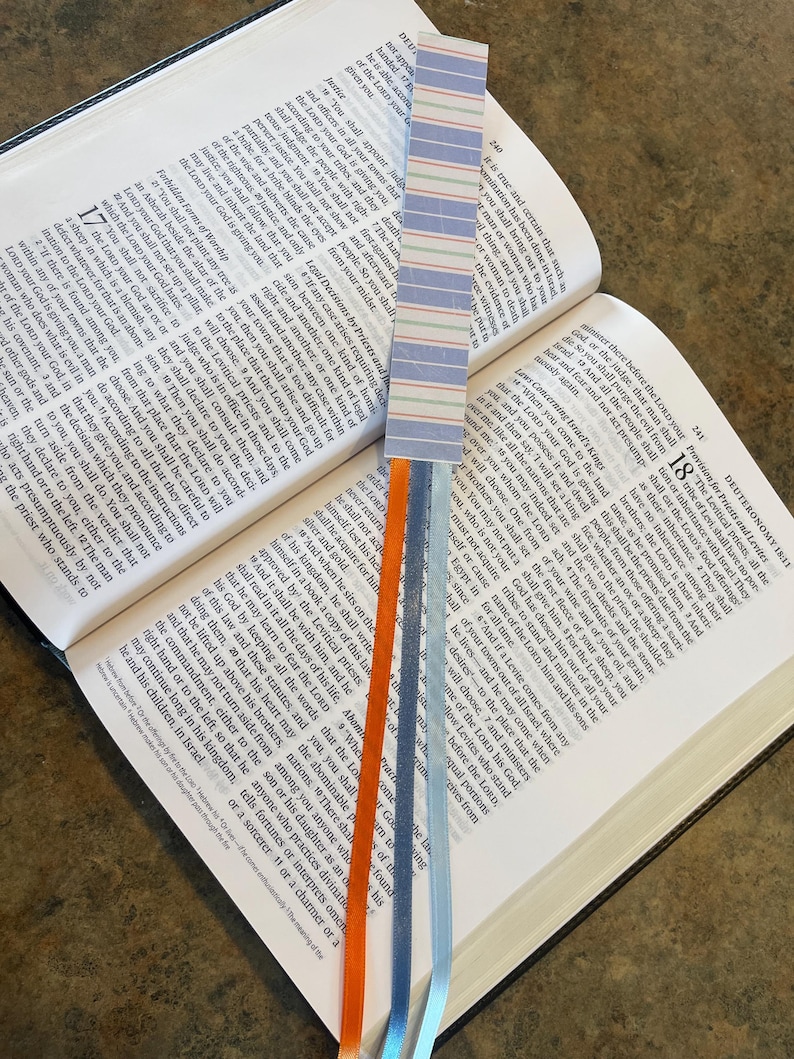 Multi-ribbon Bible Bookmark - Blue/orange, Religious Gift, Prayer ...