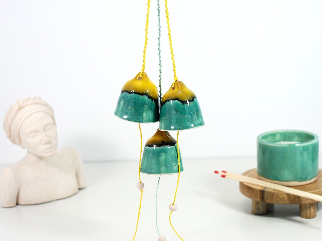 Boho Ceramic Wind Hime Bells Set of 3 | Handmade Wind Chime Bells ...