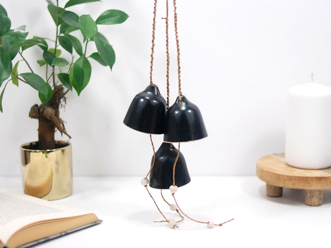 Matte Black Ceramic Zen Bells: Rustic Wind Chime - Etsy