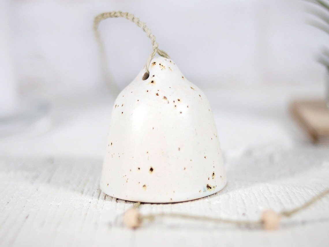 Matte White Ceramic Cow Bells Rustic Wind Chime Bells Wall | Etsy