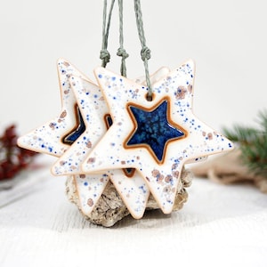 White Handmade Ceramic Christmas Star Ornaments Christmas Tree ...