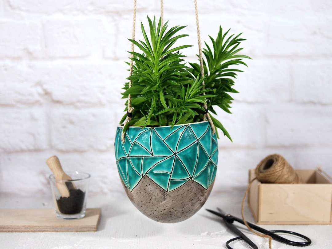 Large Ceramic Hanging Planter Modern Planter Pot Indoor - Etsy