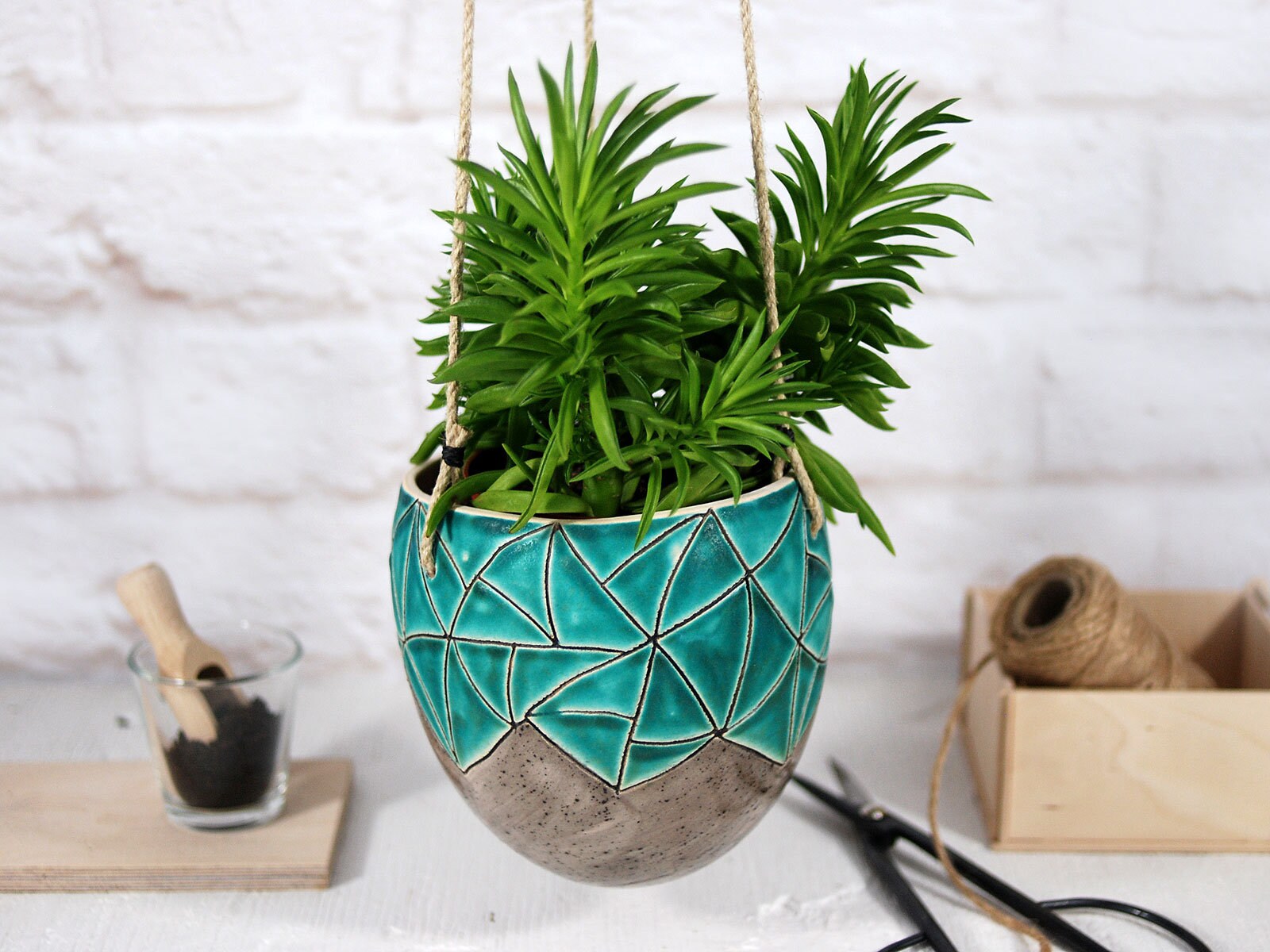 Large Ceramic Hanging Planter Modern Planter Pot Indoor | Etsy