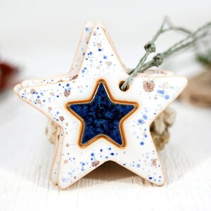 White Handmade Ceramic Christmas Star Ornaments Christmas Tree ...