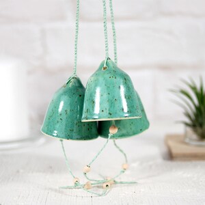 3 Ceramic Hanging Bells Handmade Wind Chime Bells Wall - Etsy