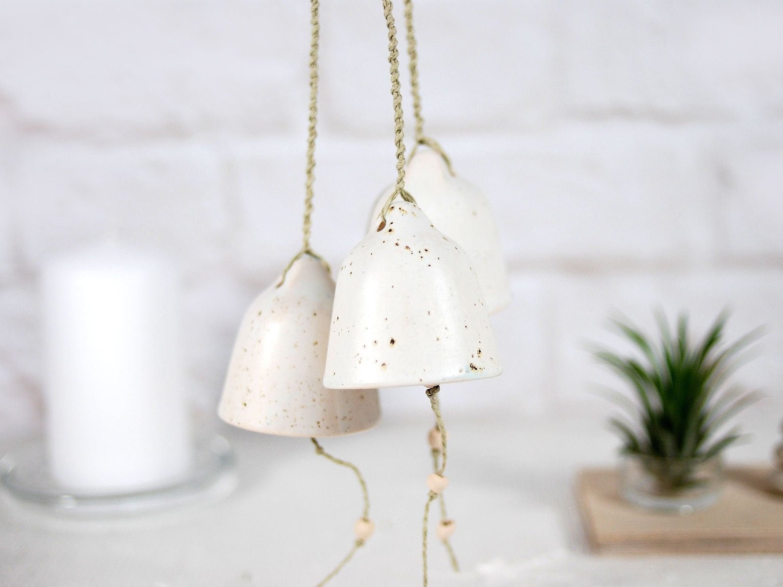 Matte White Ceramic Cow Bells Rustic Wind Chime Bells Wall | Etsy