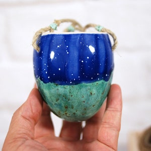 Beautiful Turquoise Hanging Planter | Handmade Ceramic Indoor Planter ...