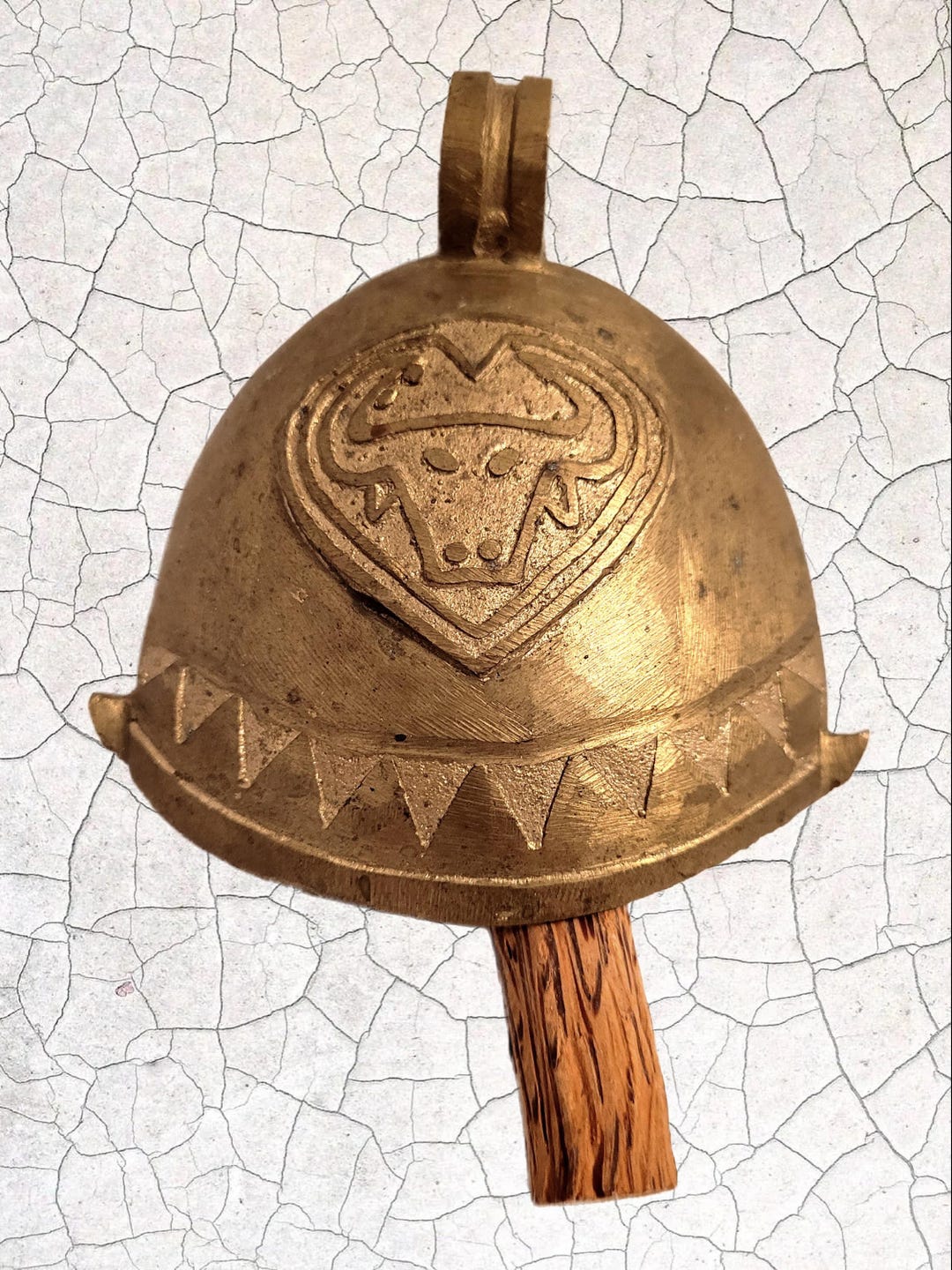 5 Inch Traditional Solid Brass Cow Goat Livestock Cattle 3 Bell Wooden ...