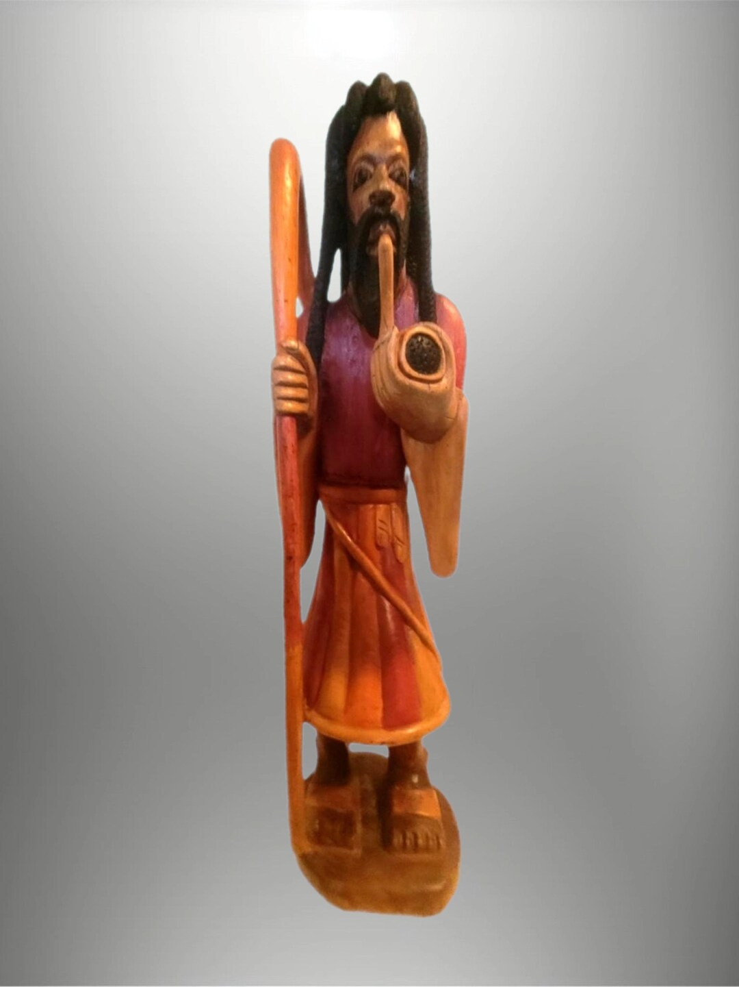 27" Hand Carved Wooden Rastafarian Figure - Vintage Jamaican Decor - Etsy