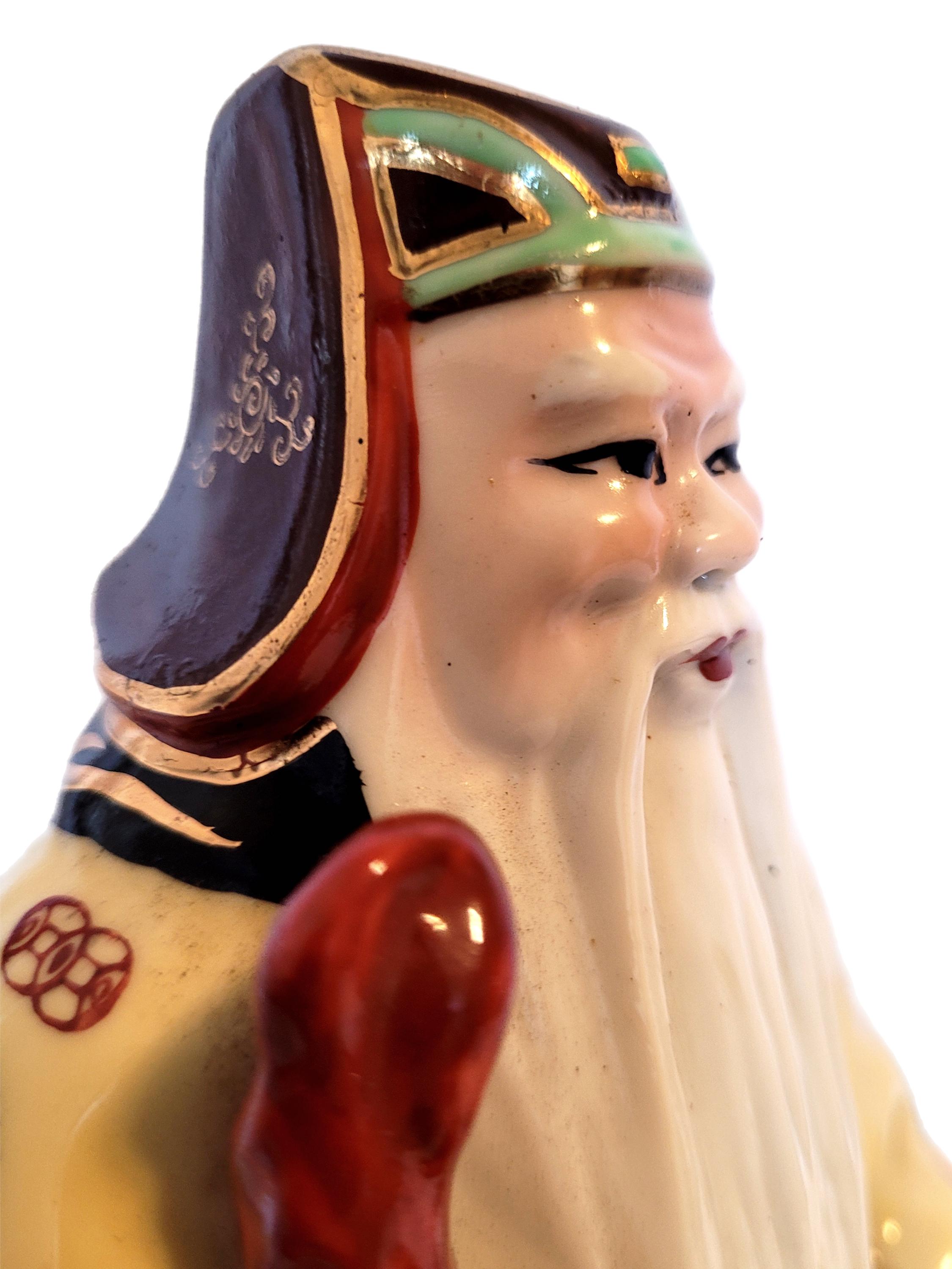 9″ Vintage Hand-painted Porcelain Shou Lao Xing Statue – Chinese God of ...