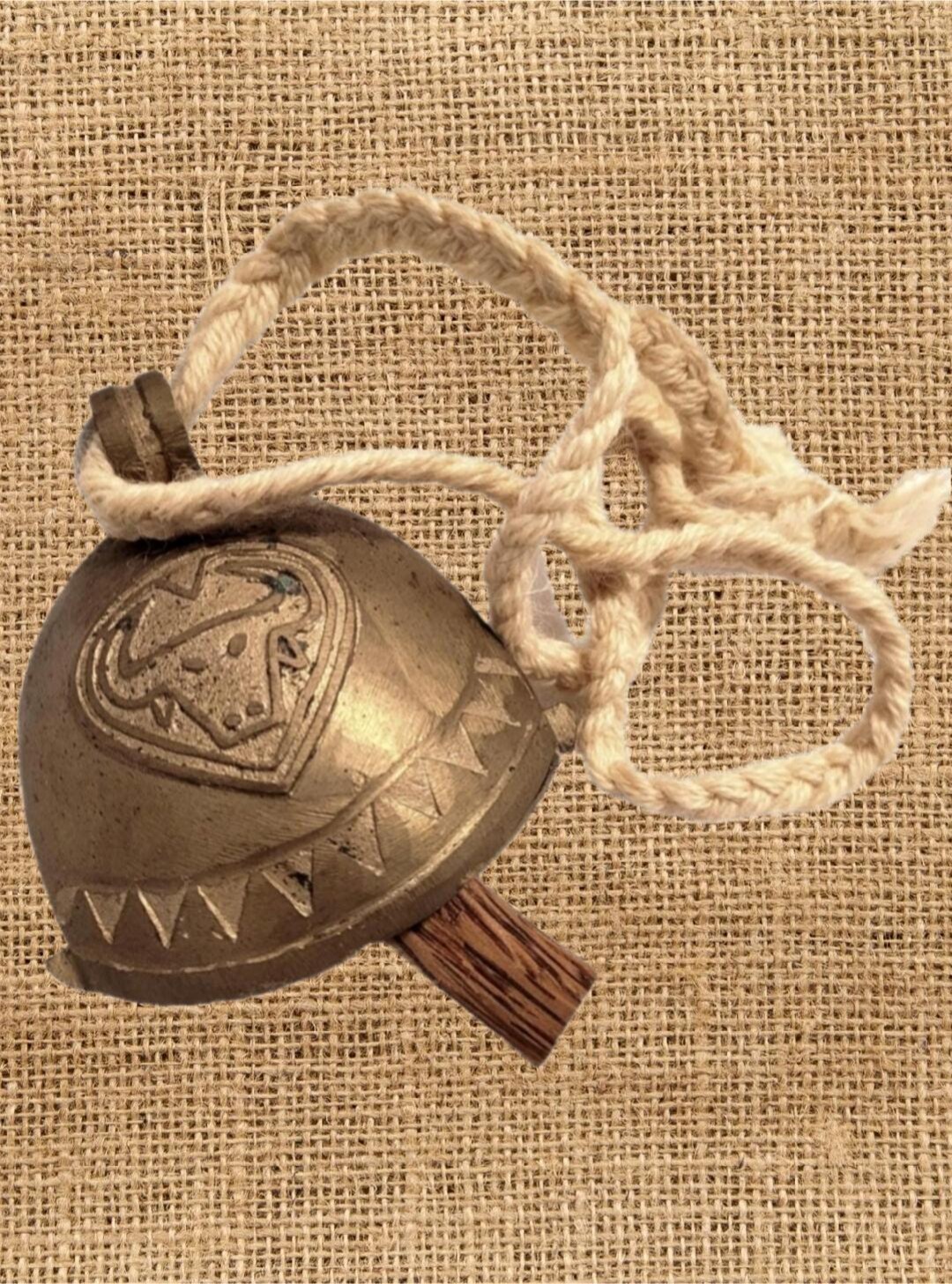 5 Inch Traditional Solid Brass Cow Goat Livestock 3" Bell Wooden ...